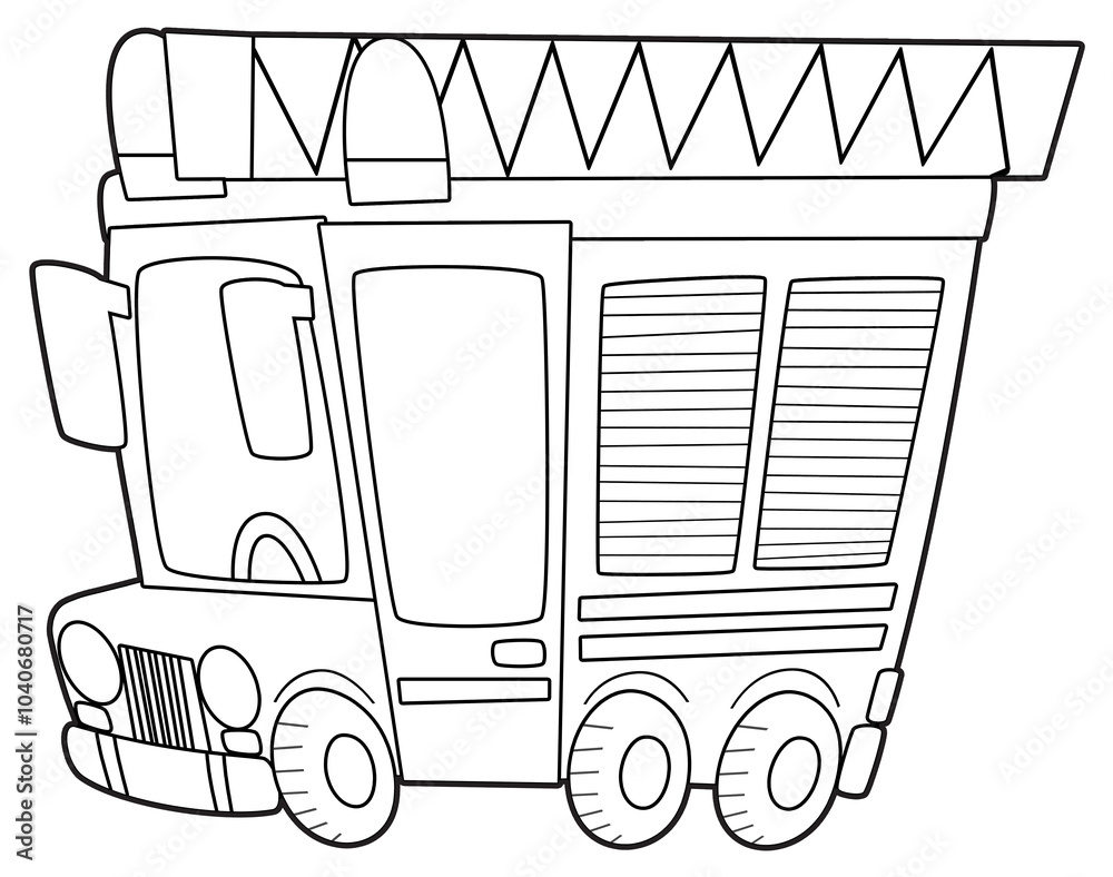 Coloring page fireman fire brigade car vehicle coloring page isolated ...