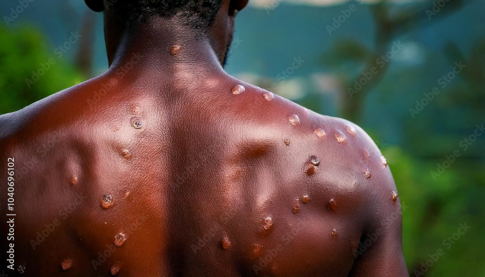 a person with lesions on their back, which could be a symptom of ...