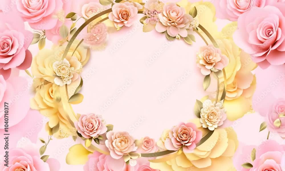 Animated floral background with a pink and yellow color palette. The ...