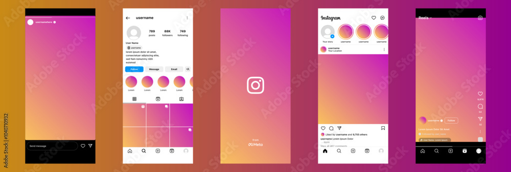 instagram mockup social media post. social network interface template ...