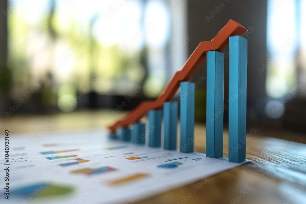 Stylized upward trending bar graph symbolizing business growth and ...