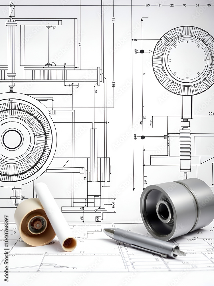 Technical drawing background .Mechanical Engineering drawing Stock ...