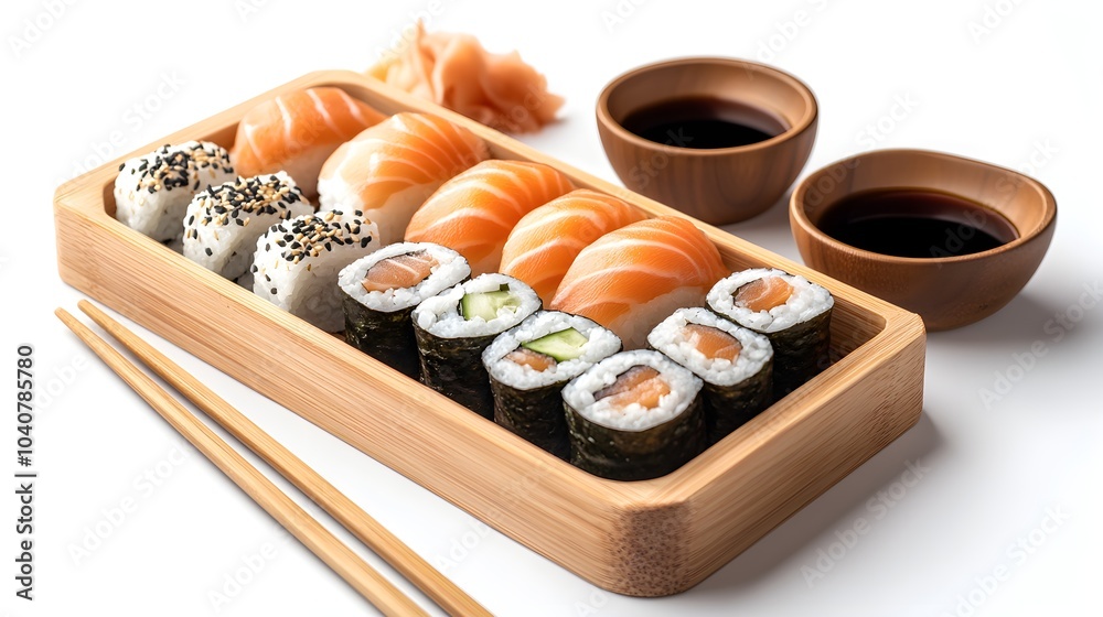 Luxurious sushi box design, glossy textures, refined Japanese ...