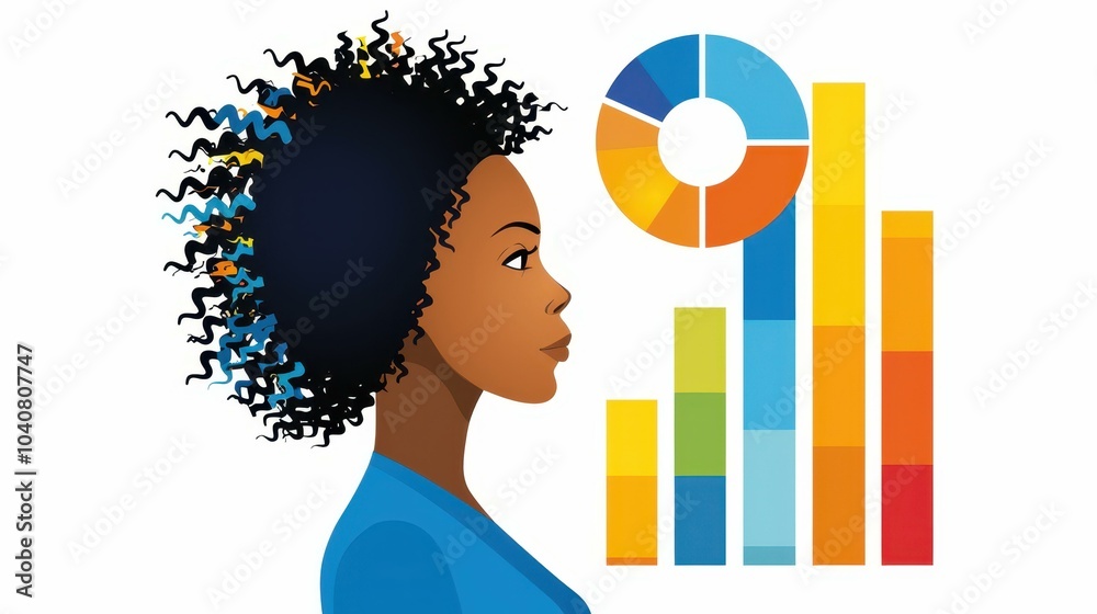 A striking profile silhouette of a black woman various statistics ...