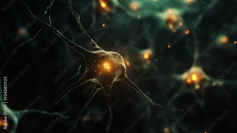Nerve cells, neuron cell, sending electrical signals in the brain for neural activities ...