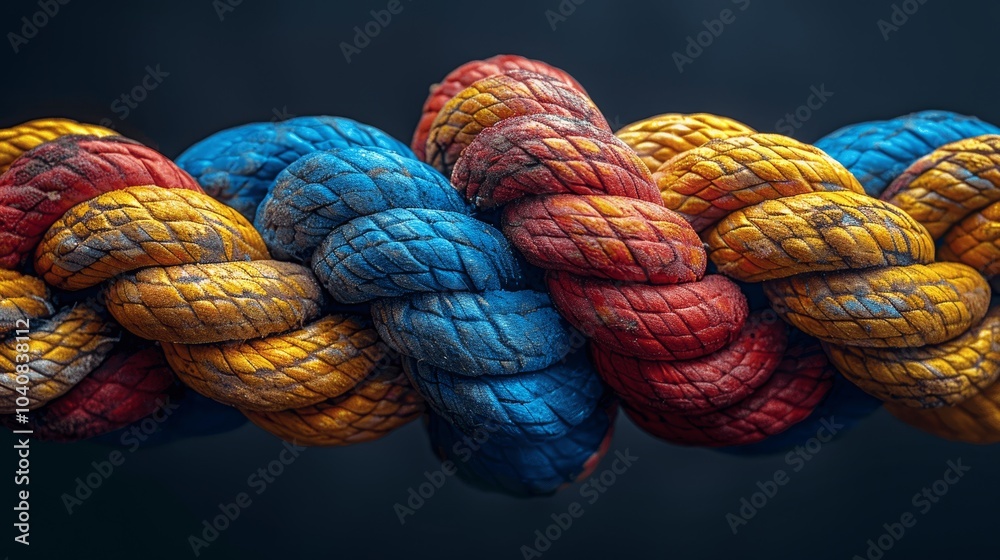 Colorful rope knot strength unity creative concept illustration ...