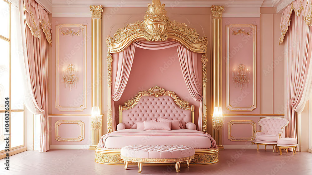 Royal queens luxury room empty and styled in pink. created with ...