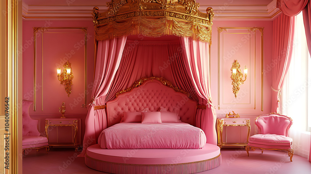 Royal queens luxury room empty and styled in pink. created with ...