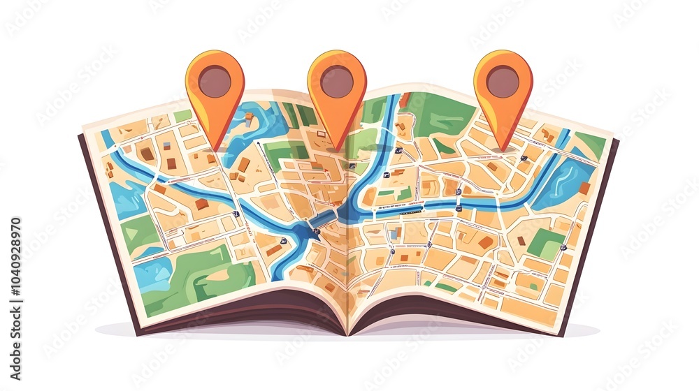 Detailed map with highlighted routes showing detailed planning and ...