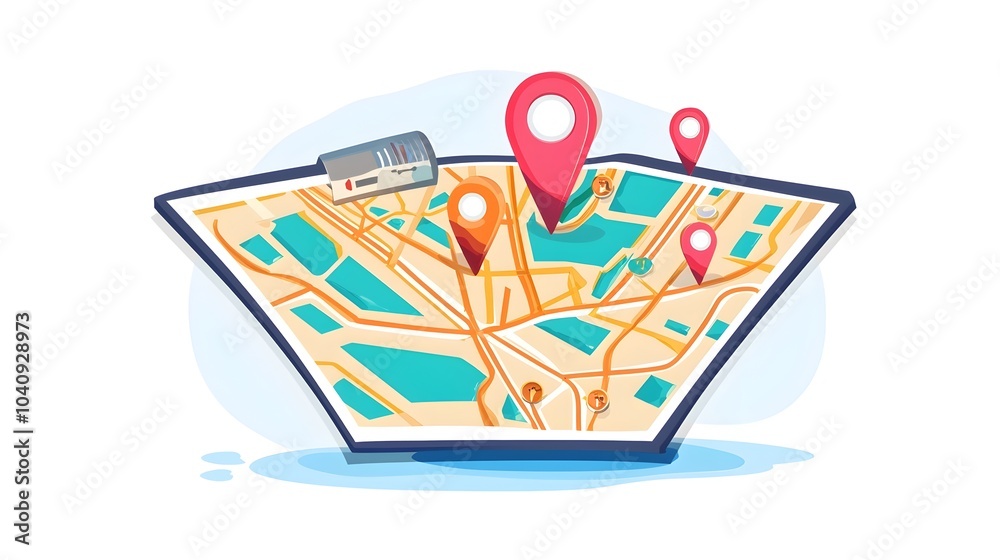 Detailed map with highlighted routes arrows and symbols providing clear ...