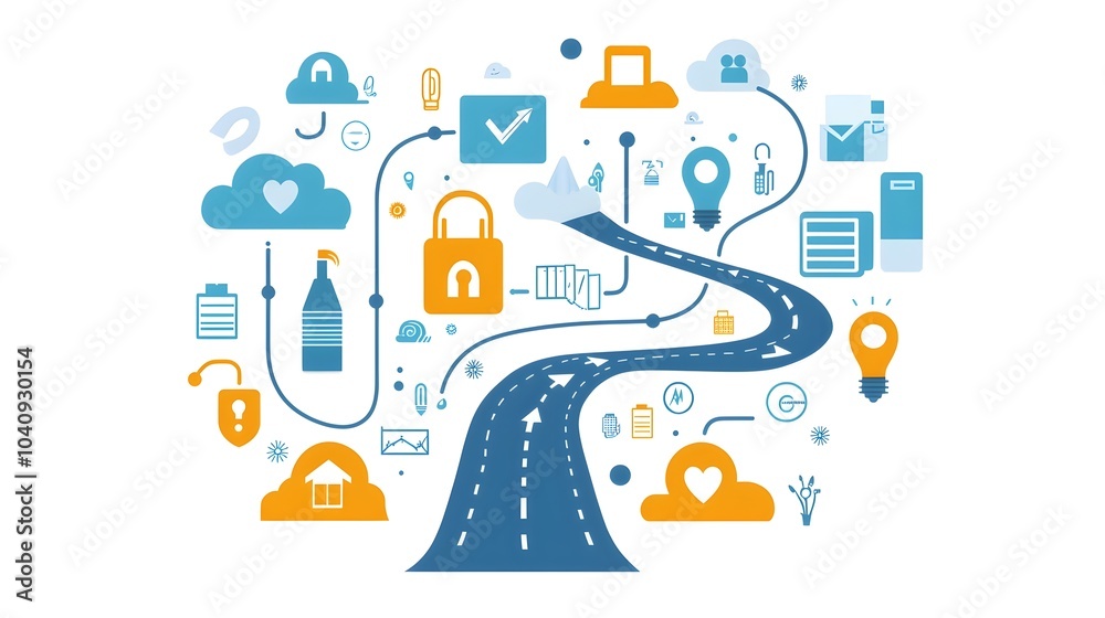 Transforming Blueprint to Roadmap Flat design of strategic planning ...