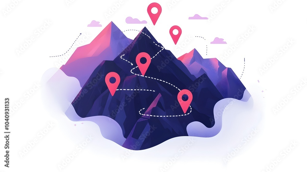 of a mountain path expanding into a strategic map representing the ...