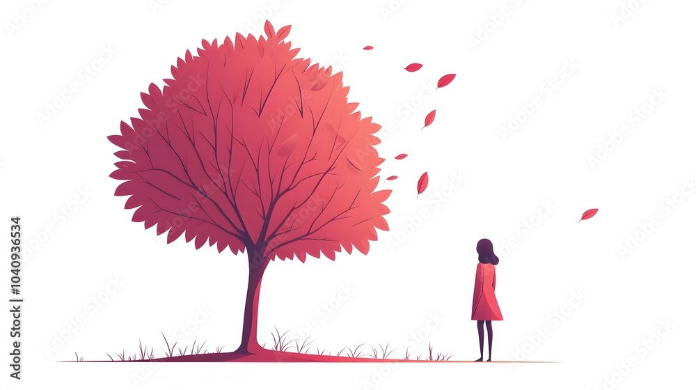 of a human figure transforming into a lush growing tree symbolizing ...