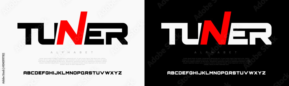 Tuner creative modern geometric urban alphabet font. Digital abstract ...