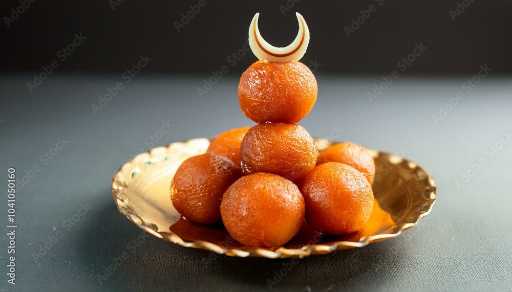 Eid Mubarak and Ramadan creative concept design. Indian Sweet Motichoor ...