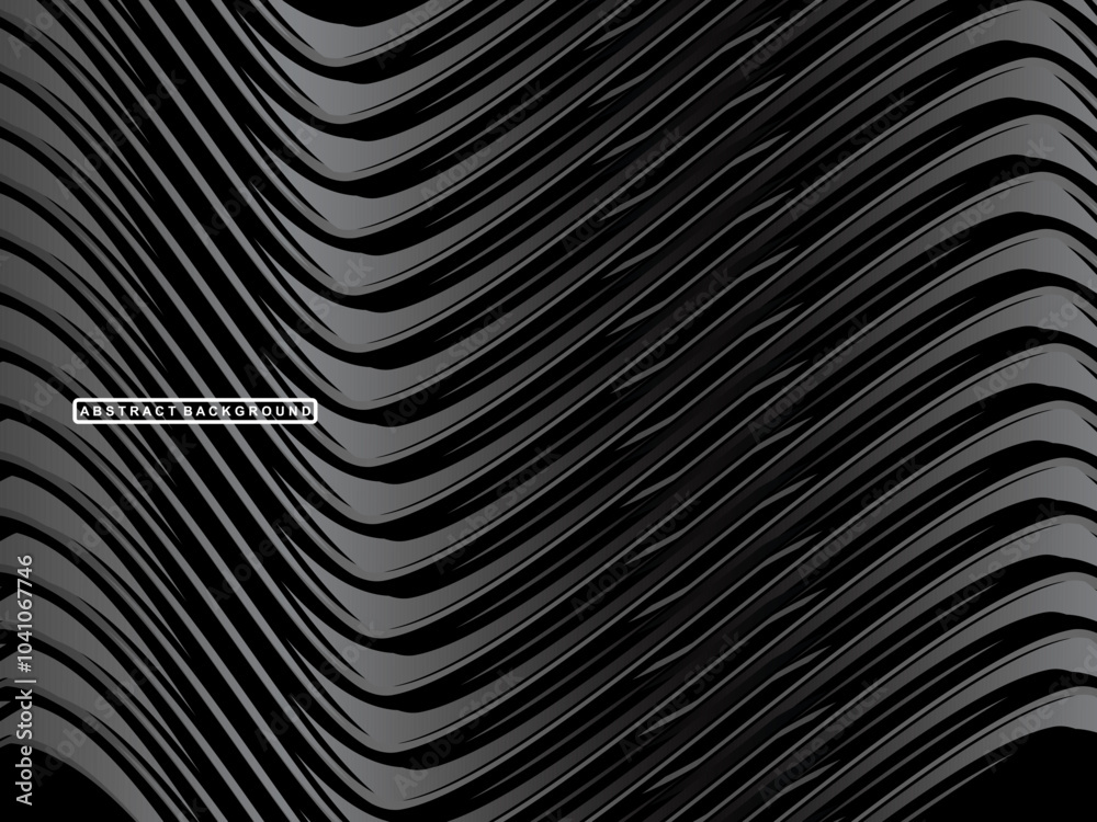 Abstract futuristic dark black background with wave design. Realistic ...