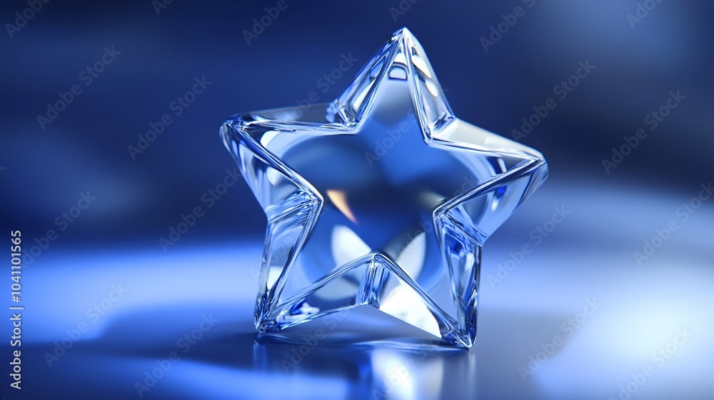 lucid glass pentagram prize, celestial blue ambiance, diffused radiance ...