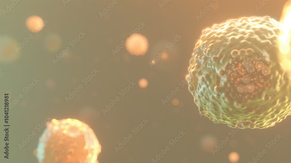 Microscopic view of a cell undergoing apoptosis, nucleus shrinking and ...