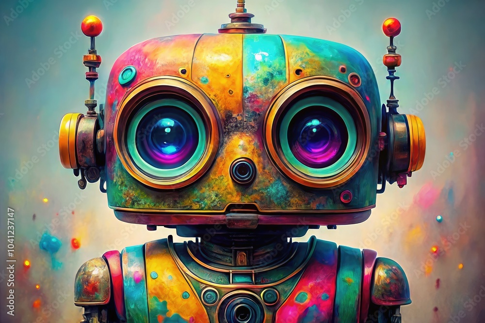 Dynamic robot design with large expressive eyes, showcasing an array of ...