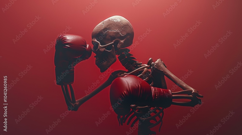 A skeleton wearing boxing gloves. AI. Stock Illustration | Adobe Stock