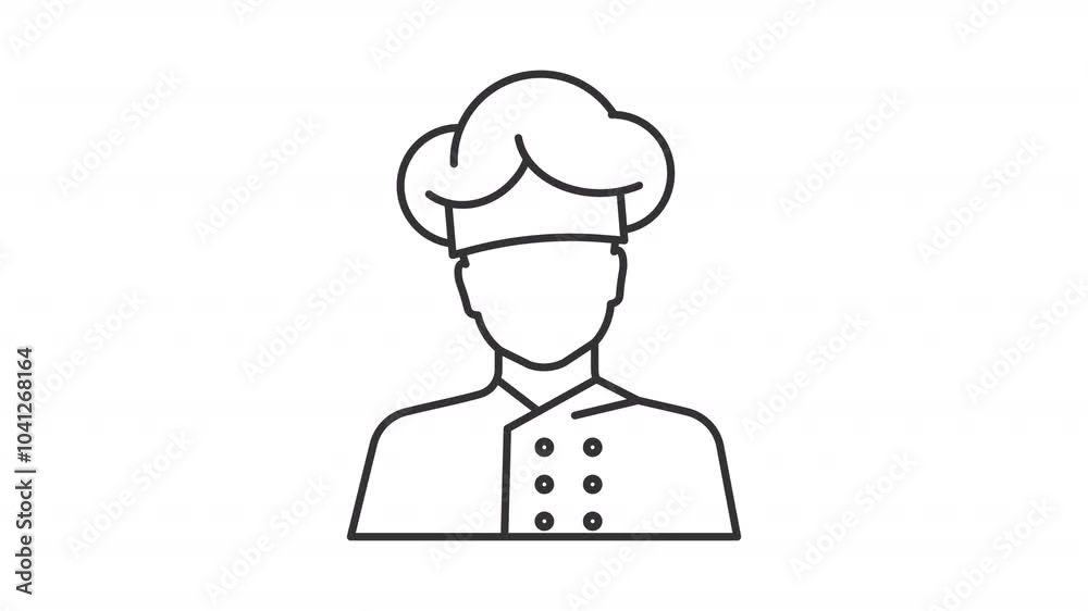 Chef line animation. Cooking person animated icon. Shaking head, moving ...