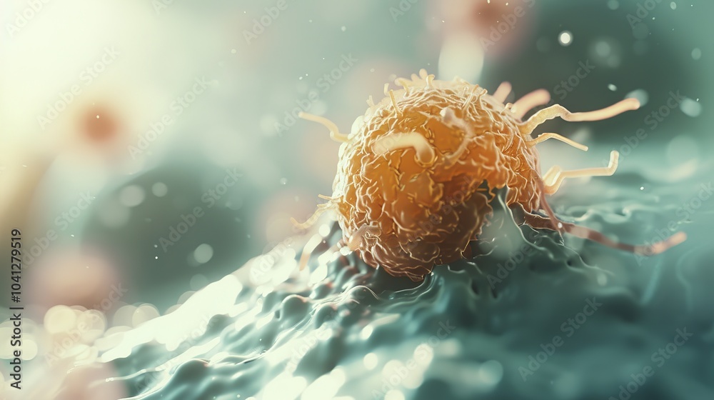 Microscopic view of a cell undergoing apoptosis, nucleus shrinking and ...