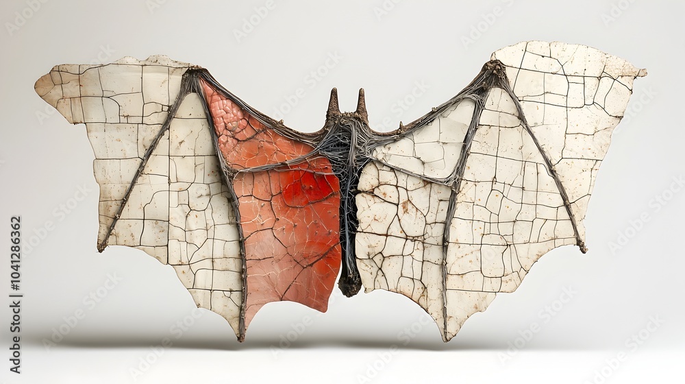 An intricately detailed cross section of a bat s wing revealing the ...