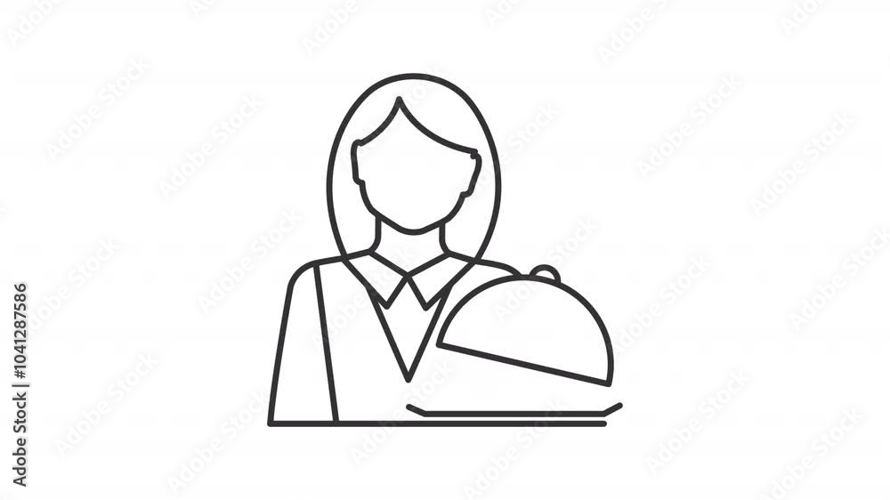 Waitress line animation. Hospitality service animated icon. Shaking ...
