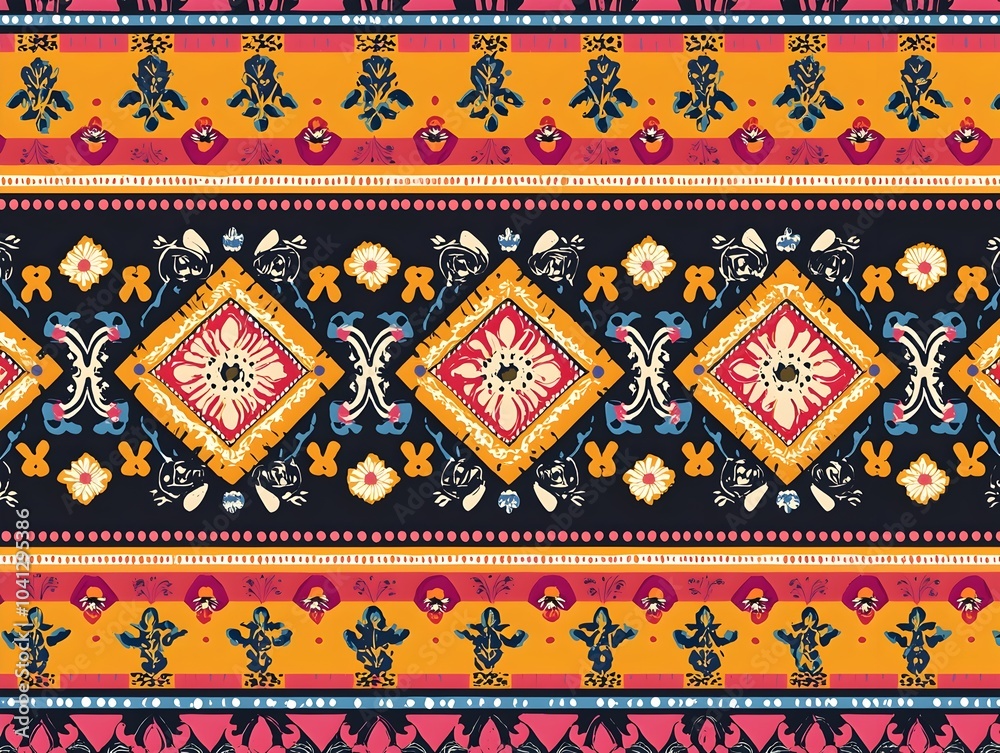 Vibrant Indian Textile Motif Pattern in Buti and Jharoka Designs for ...