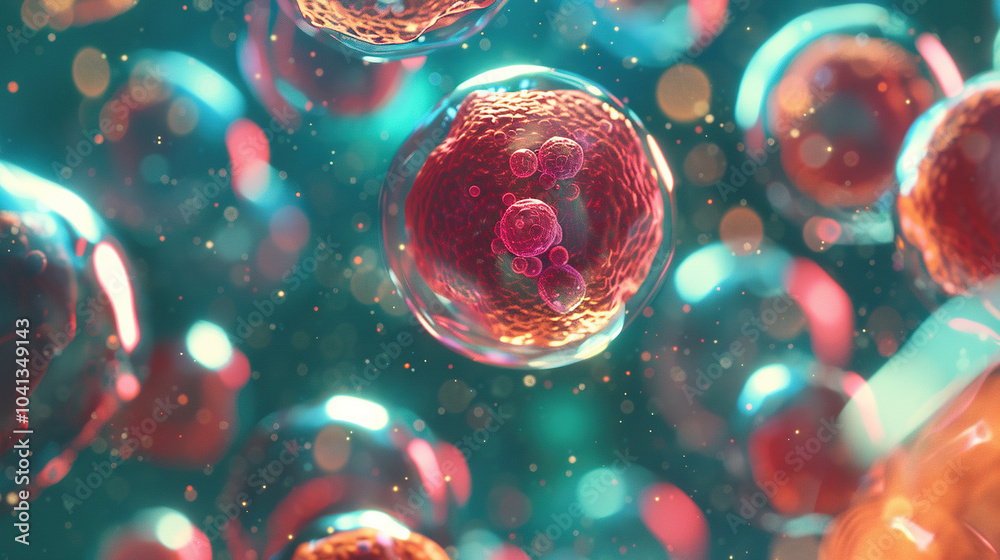 Microscopic view of a cell undergoing apoptosis, with visible shrinking ...