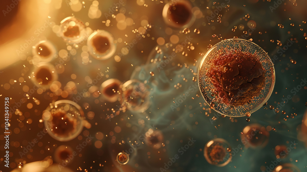 Microscopic view of a cell undergoing apoptosis, with visible shrinking ...