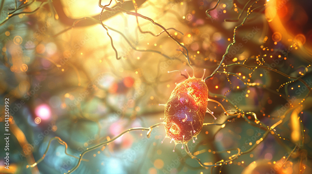 Microscopic view of a cell undergoing apoptosis, with visible shrinking ...