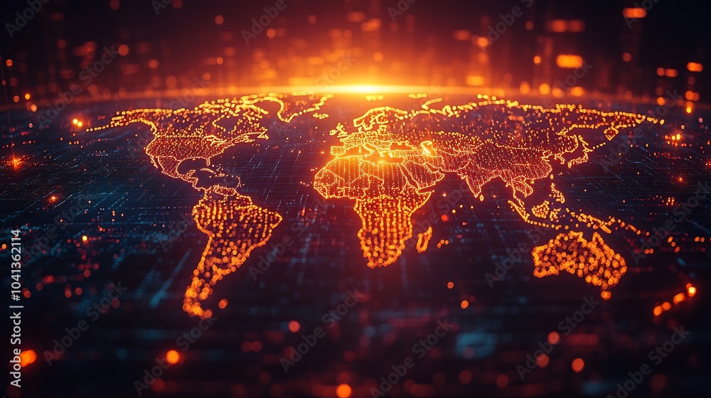 World map glowing lines connecting countries symbolizing global ...