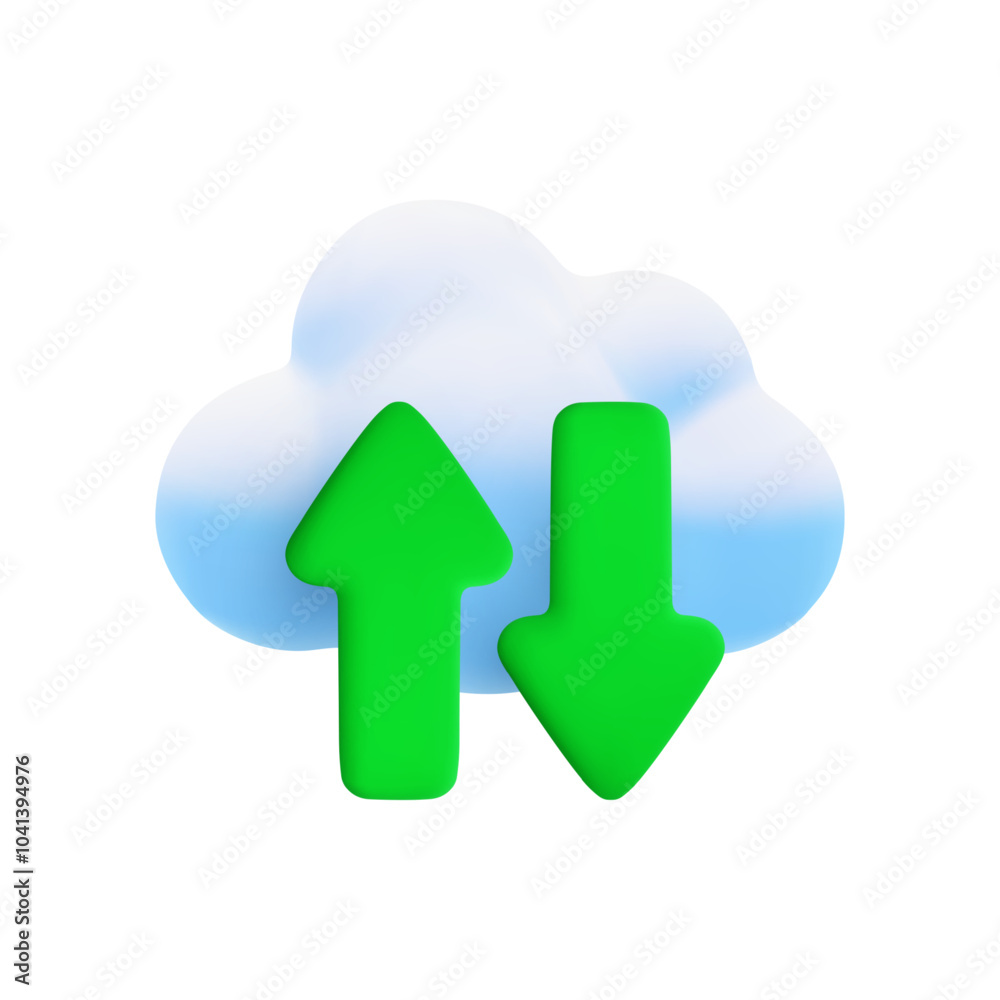 Vector cartoon 3d cloud computing icon. Realistic render of cloud ...