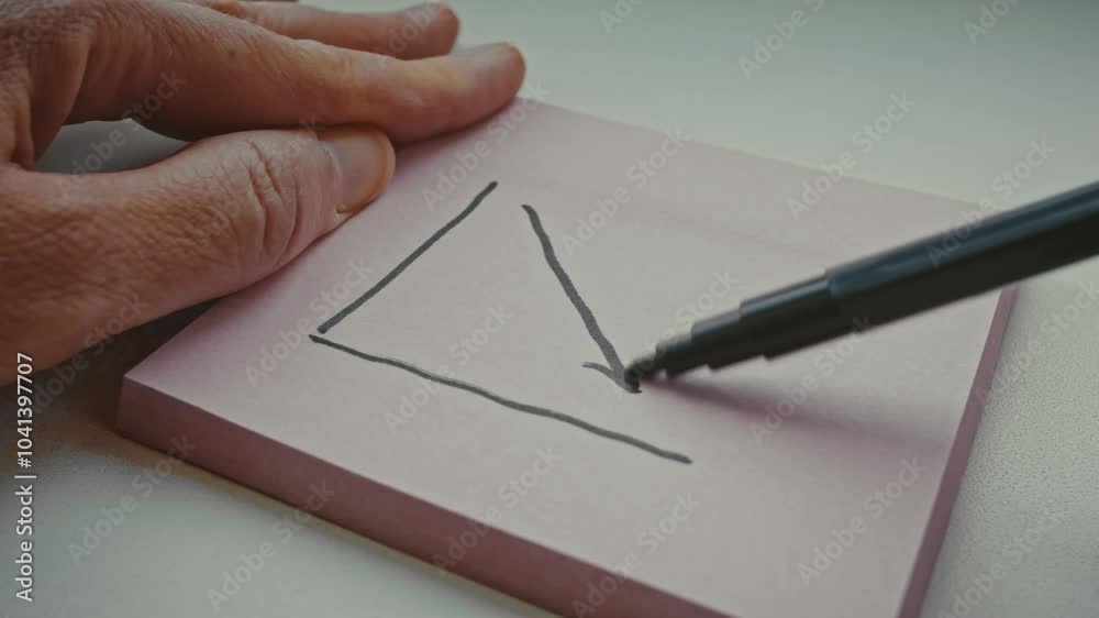 Drawing a graph with a negative trend arrow and question mark meaning ...