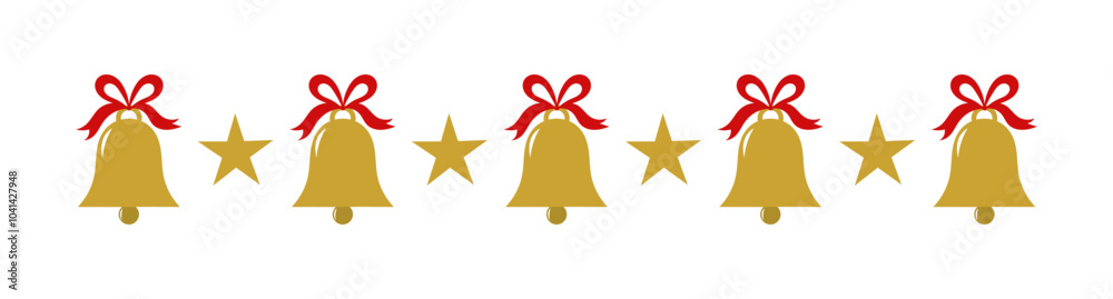 Christmas bells and stars border divider. Design elements. Vector ...