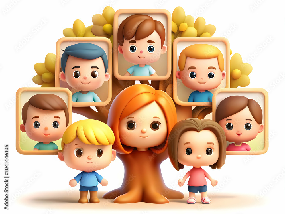 Plain Blue Background Symbolic Family Tree Growing Upwards Concept ...