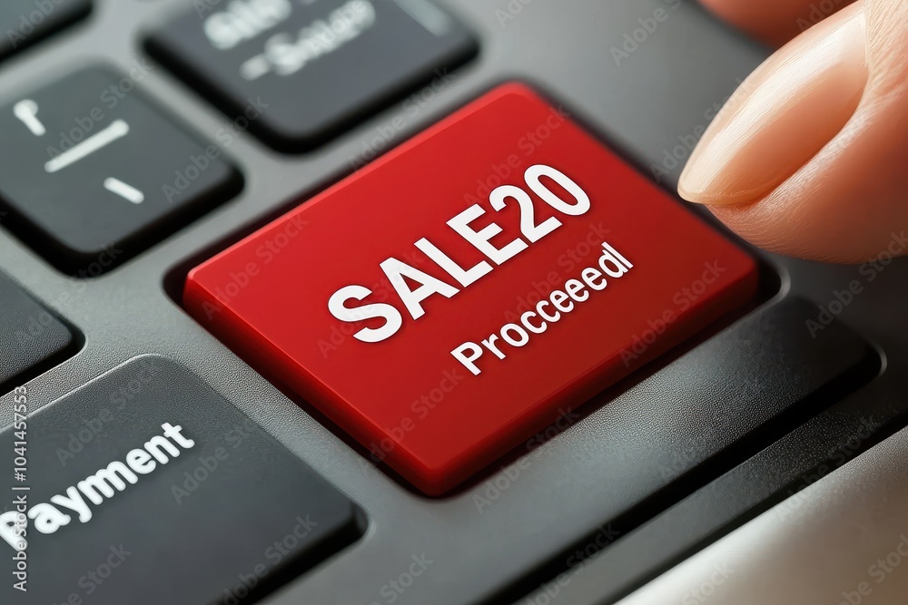 E-commerce Sale Checkout: A customer on an e-commerce site using a "SALE20" coupon code during ...