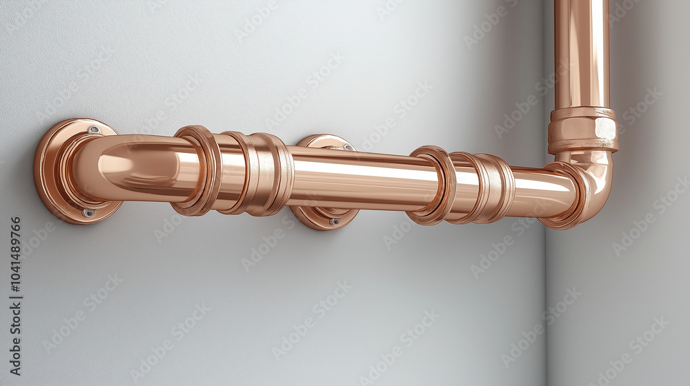 Plumbing service with copper pipeline of a heating system. Plumbing ...