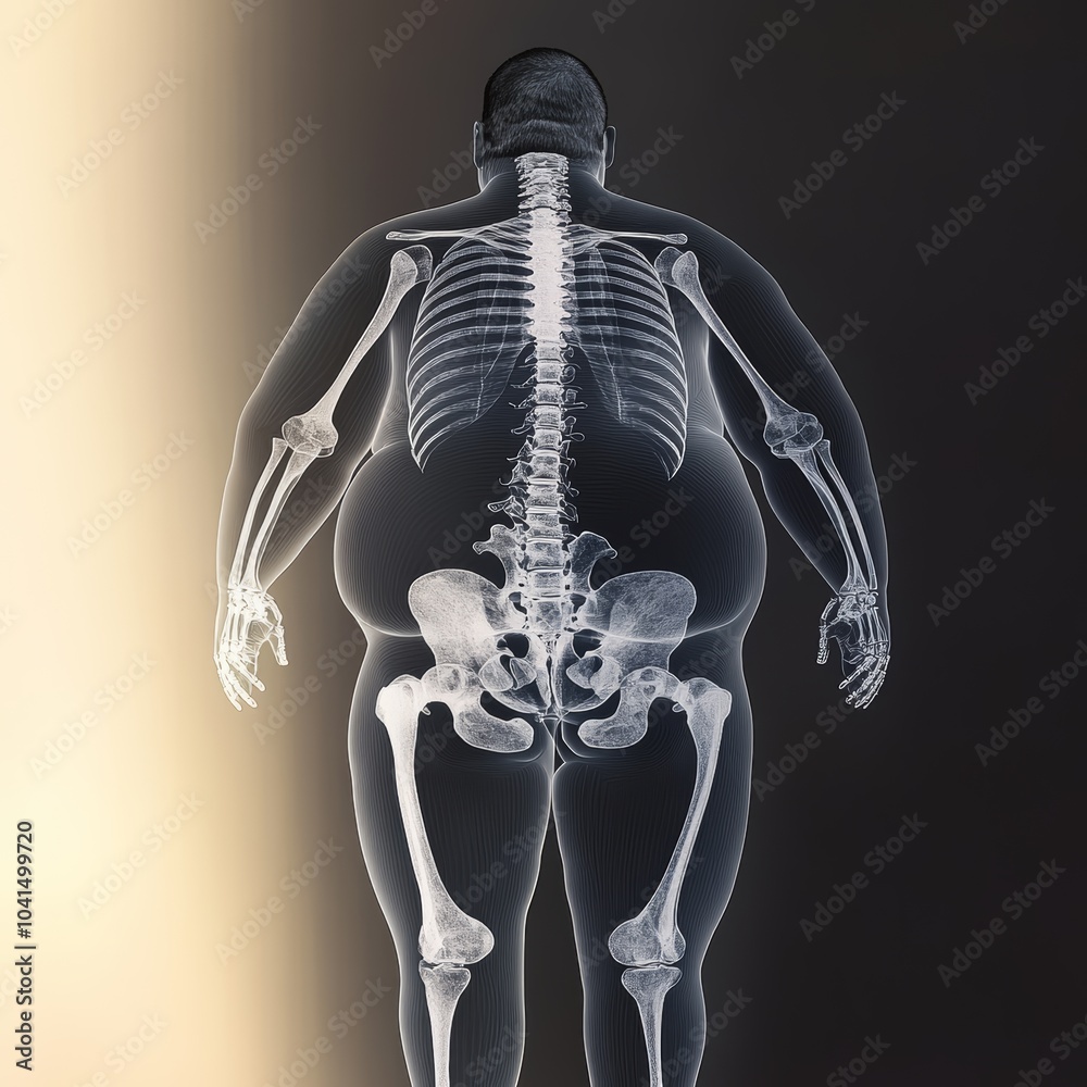 X-ray illustration of a male overweight body showcasing skeletal structure. Stock Illustration ...