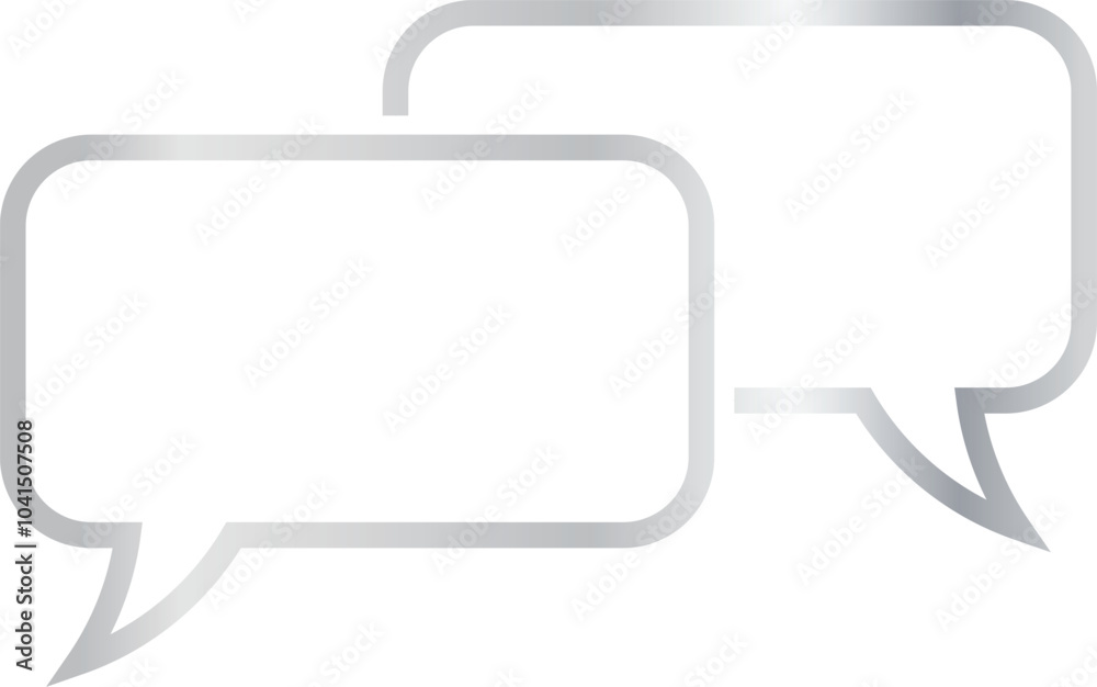 Two overlapping 16x9 aspect ratio rectangular silver metallic dialogue ...