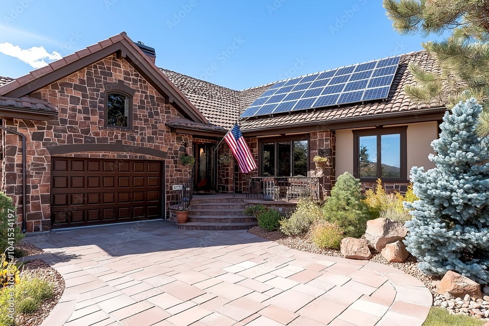 Modern Solar Panels Installed on a Colorado Springs Home Under Clear ...
