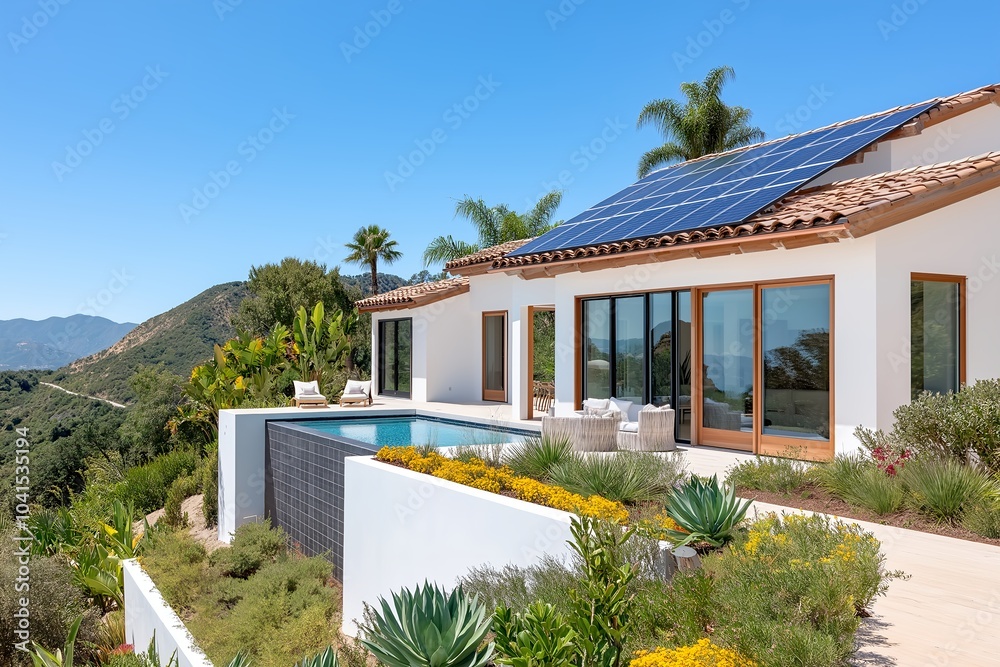 Modern Solar Panels Installed on a Hollywood Hills California Home ...