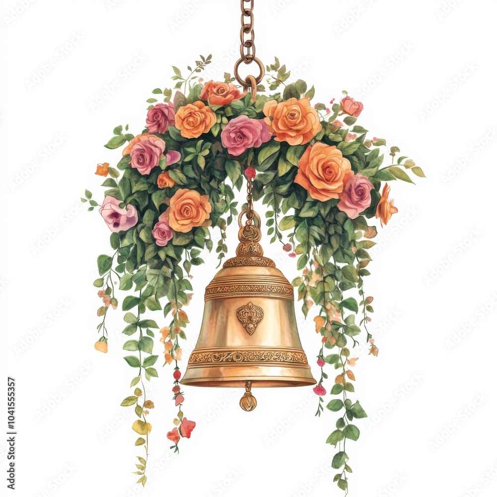 golden hanging a luxurious golden indian traditional bell from the top ...