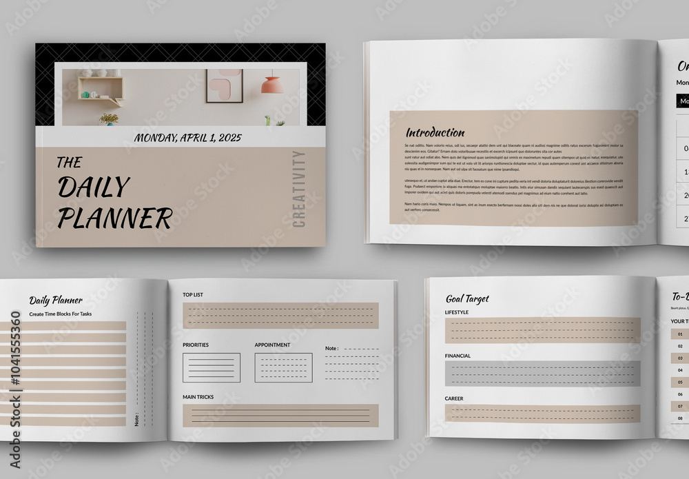 Daily Planner Layout Landscape Stock Template | Adobe Stock