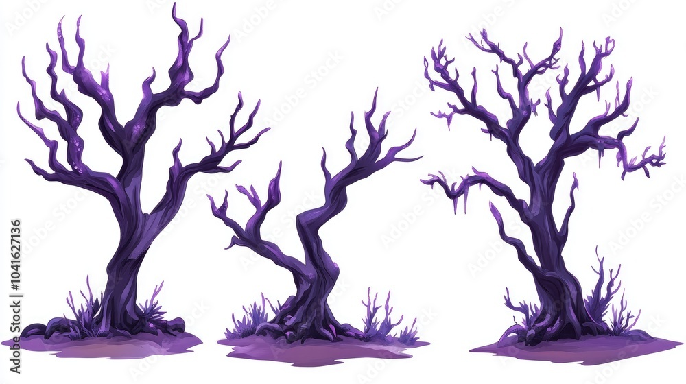 Purple fantasy thorn branches Game asset featuring magical sprite ...