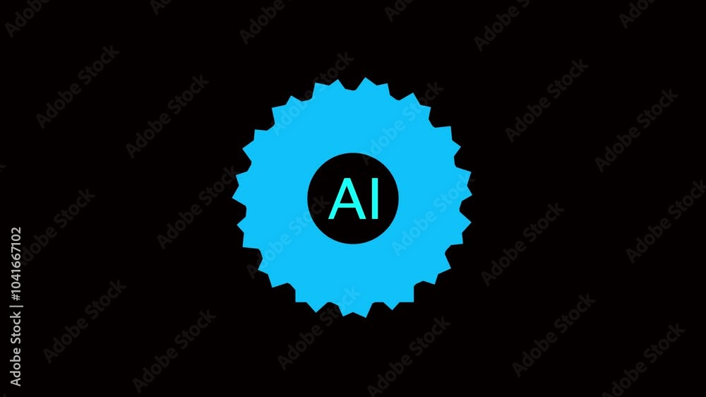 Artificial intelligence AI processor chip animation symbol. Ai Text ...