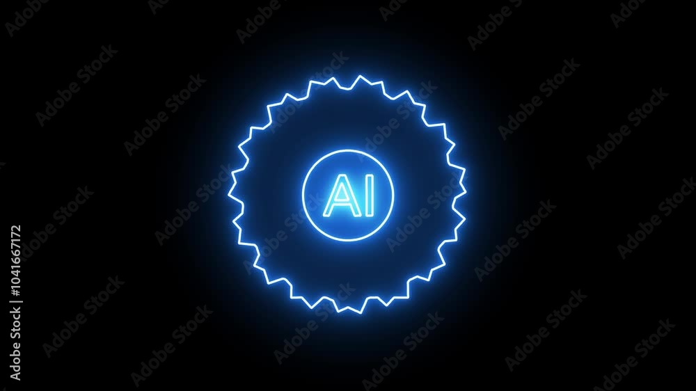 Ai computing neon animatioMotion graphic of 3D Blue digital AI letter ...