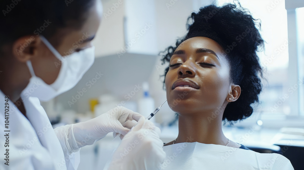 Botox injections being carefully administered by a professional in a ...