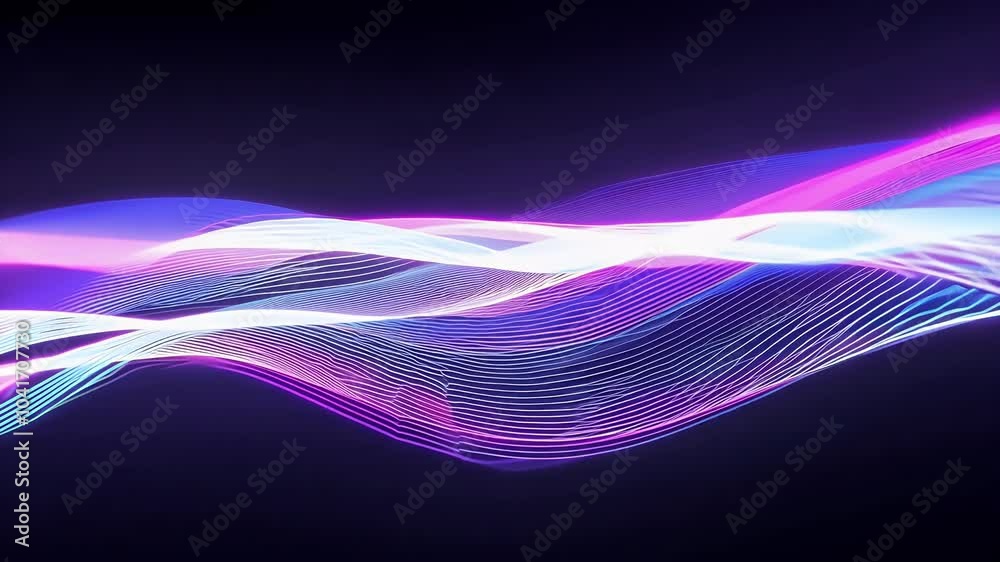 An eyecatching animation features shining bright lines that move wave ...